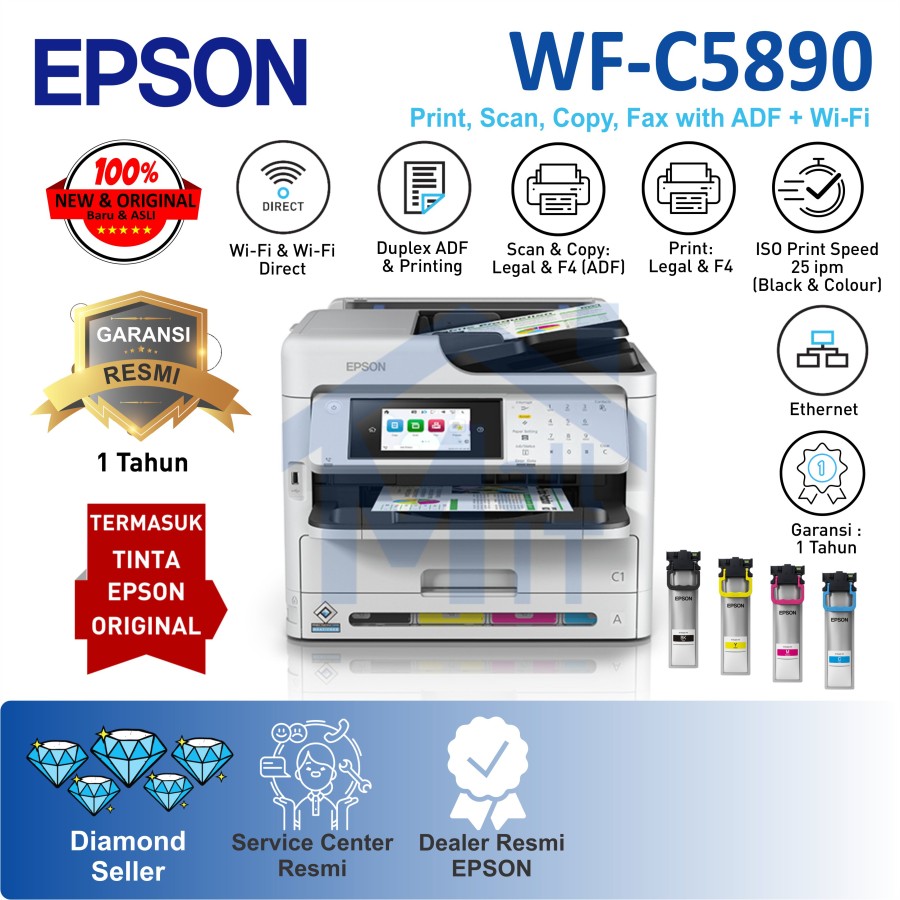 Jual Printer Epson Wf-c5890 C5890 Duplex Adf Wifi Lan Pengganti C5790 ...