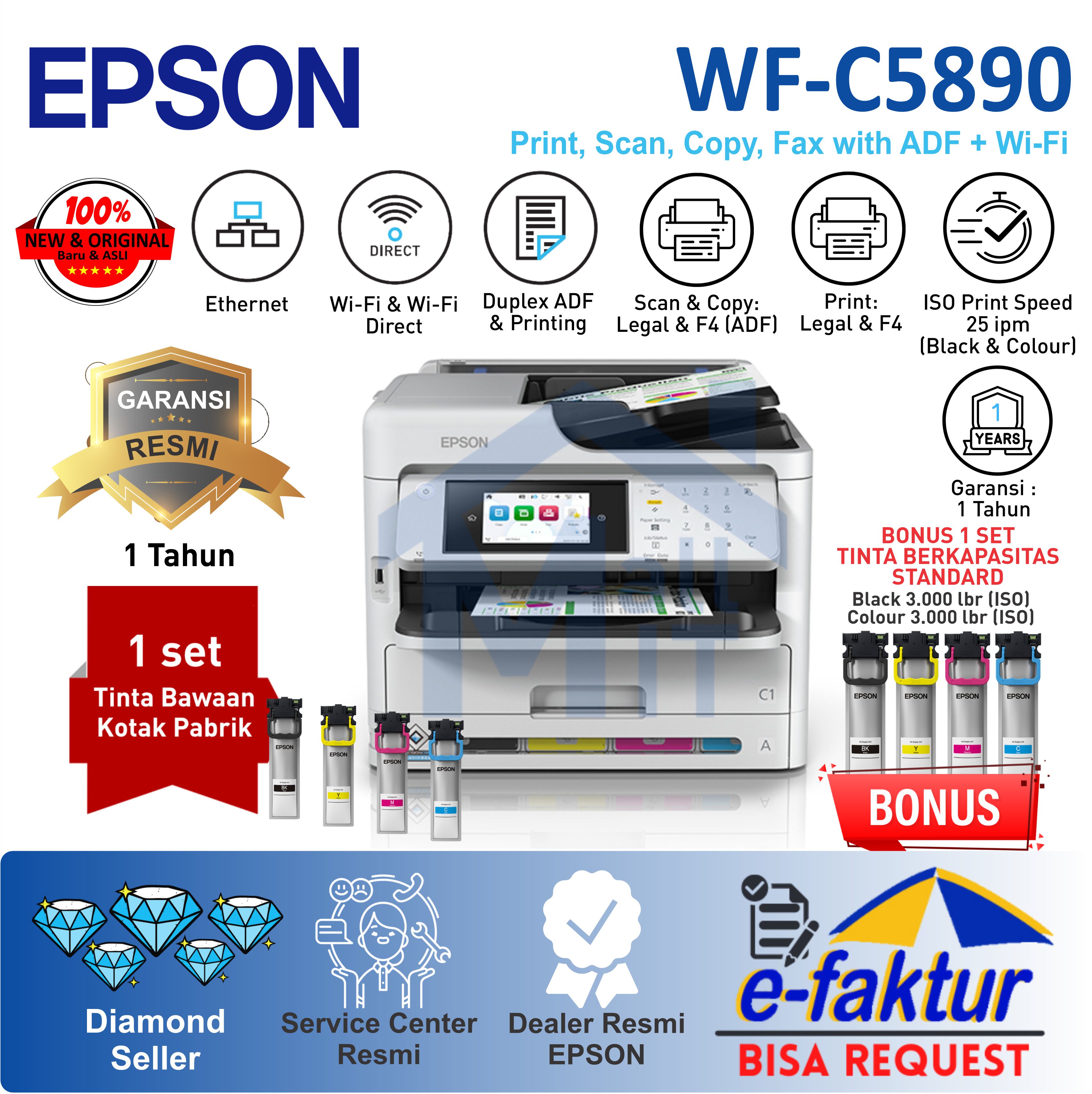 Jual Printer Epson Wf-c5890 C5890 Duplex Adf Wifi Lan Pengganti C5790 ...