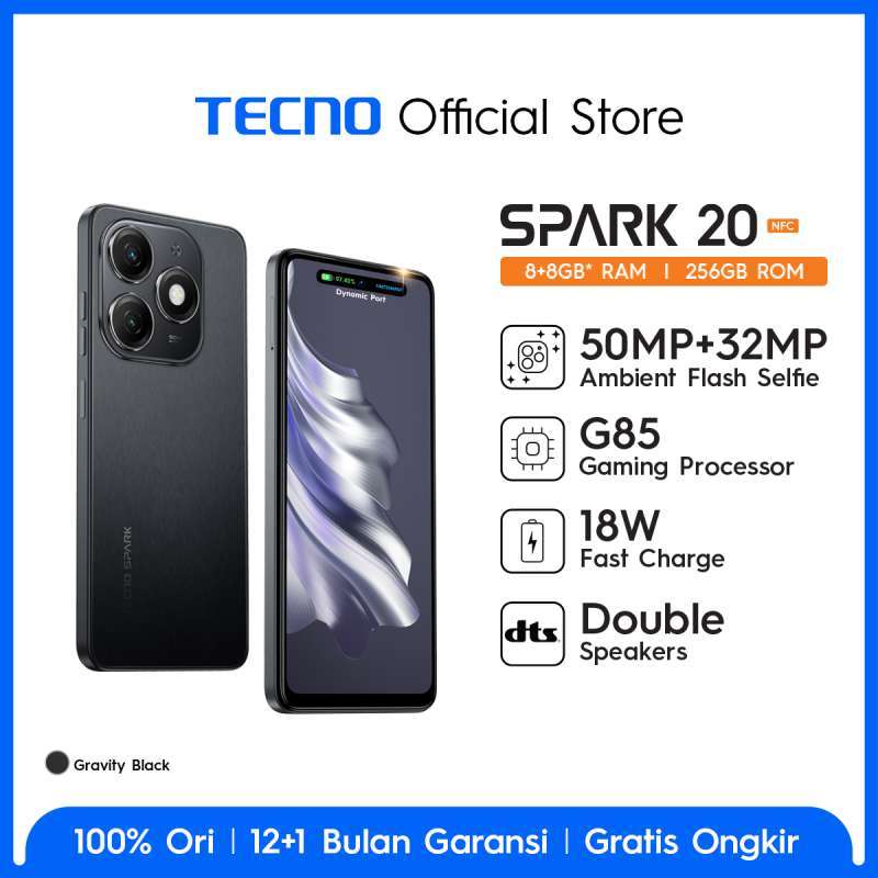 Promo Tecno Spark 20 Nfc – 8/256gb, Stereo Dual Speaker, Dynamic Port 6,6” Hd+ 90hz Screen, Mtk ...