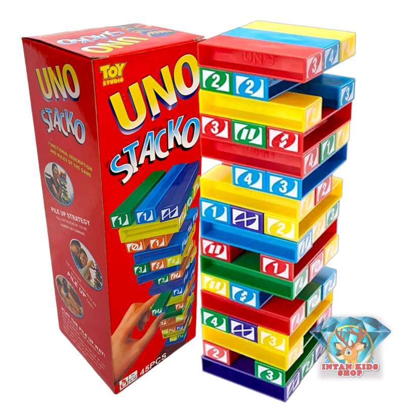 Jual MAINAN ANAK EDUKASI UNO STACKO TUMBLING STACKING TOWER BALOK SUSUN ...