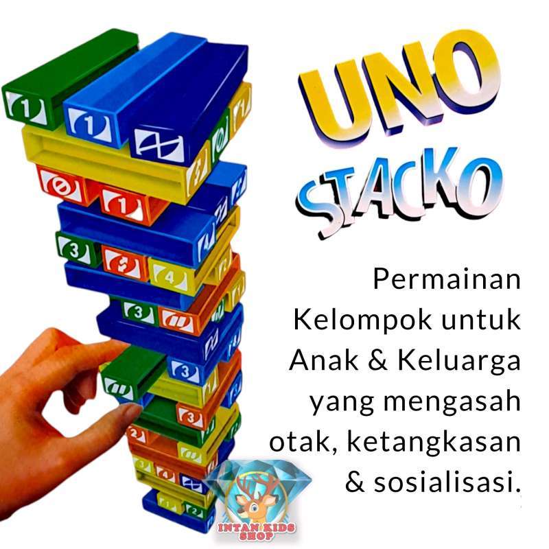 Jual MAINAN ANAK EDUKASI UNO STACKO TUMBLING STACKING TOWER BALOK SUSUN ...