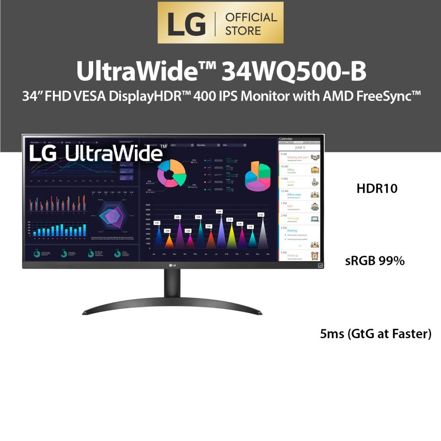 Jual Lg 34wq500-b 34 Inch Monitor Ips Displayhdr 400 Vesa Fhd Ultrawide ...