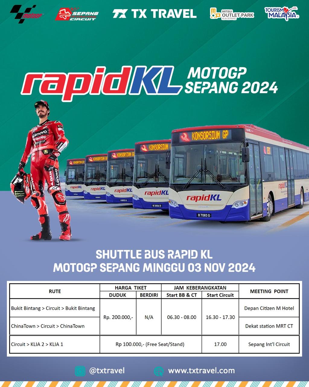 Jual Tx Travel - Shuttle Bus Rapid Kl Motogp Sepang - 3 Nov 2024 ...
