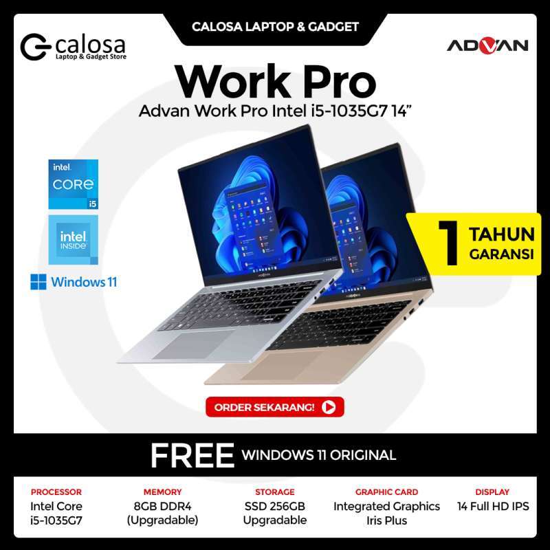 Jual Advan Notebook Work Pro Intel i5 1035G7 RAM 8GB SSD 256GB 14 Full ...