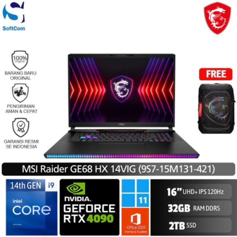 Promo Msi Raider Ge68 Hx 14vig 421 Laptop Gaming [core I9 14900hx/32gb ...