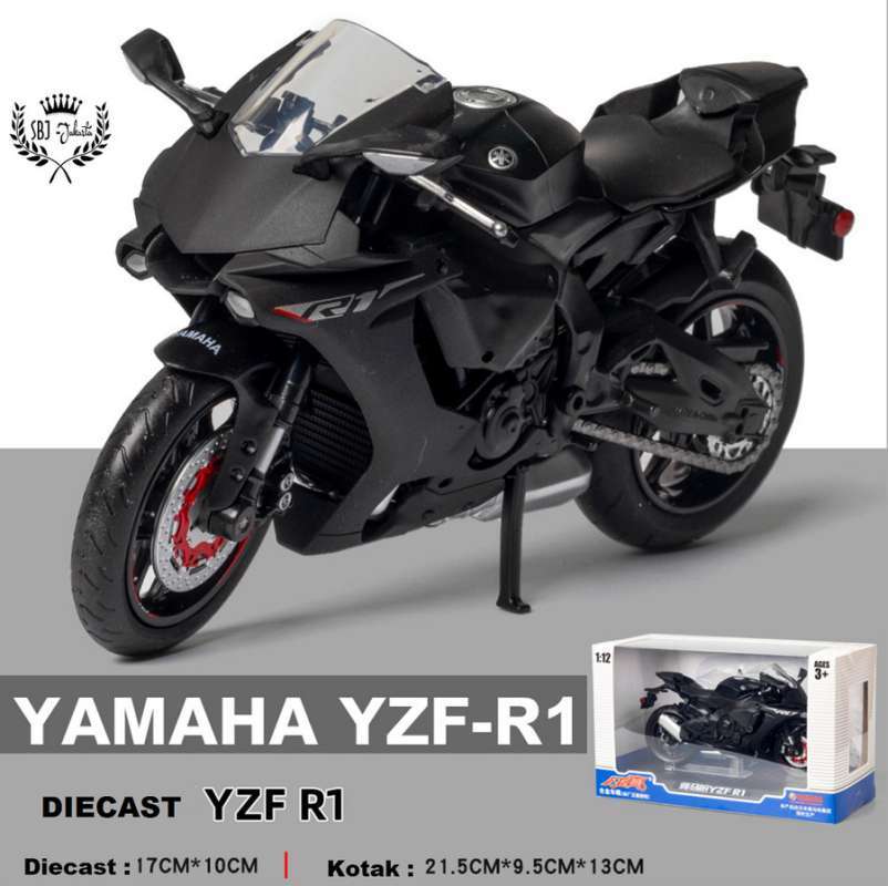 Jual Diecast Miniatur Sepeda Motor Superbike Yamaha Yzf R1 Skala 1:12 ...