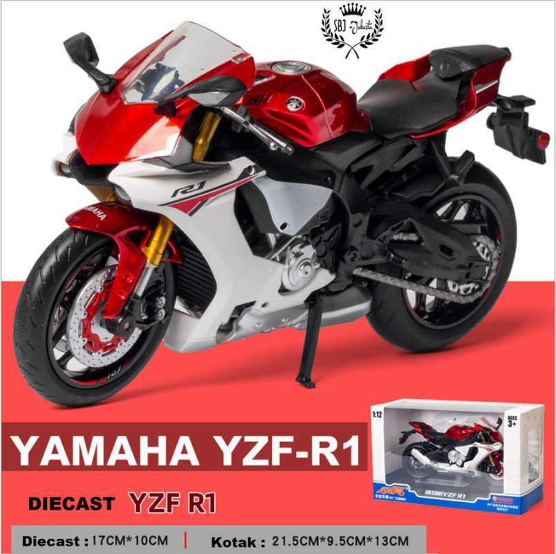 Jual Diecast Miniatur Sepeda Motor Superbike Yamaha Yzf R1 Skala 1:12 ...