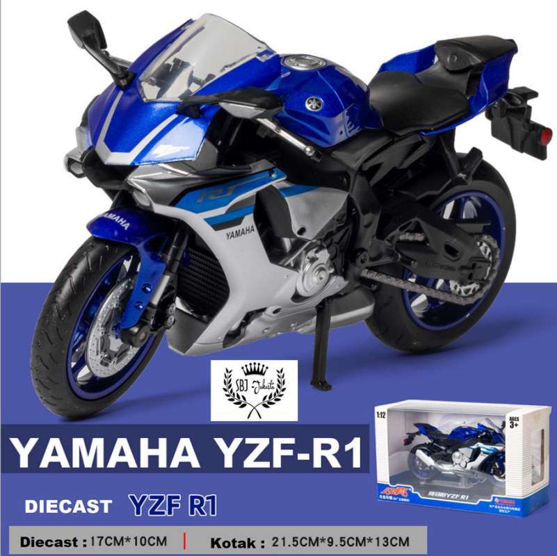 Jual Diecast Miniatur Sepeda Motor Superbike Yamaha Yzf R1 Skala 1:12 ...