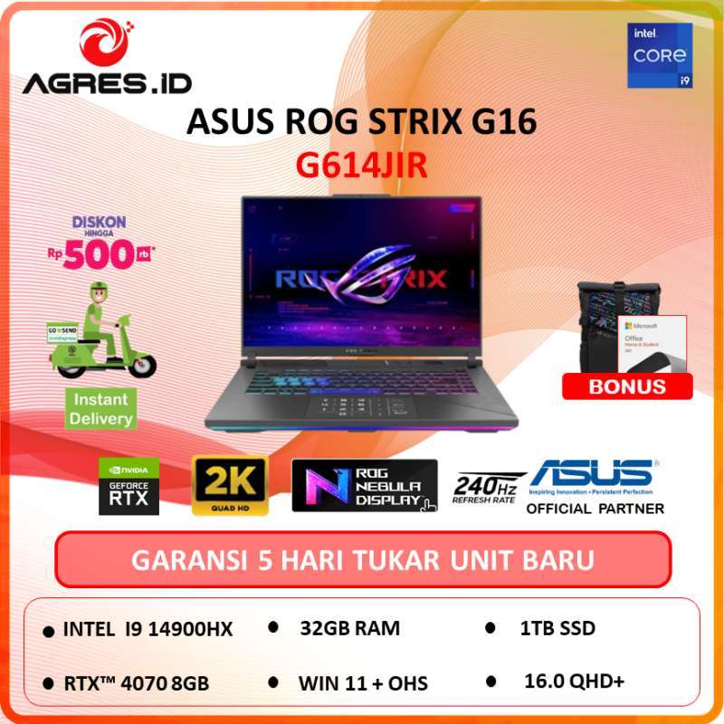 Jual ASUS ROG STRIX G16 G614JIR RTX4070 8GB - I9 14900HX 32GB 1TB 16.0 QHD+ NEBULA 240HZ WIN11 ...