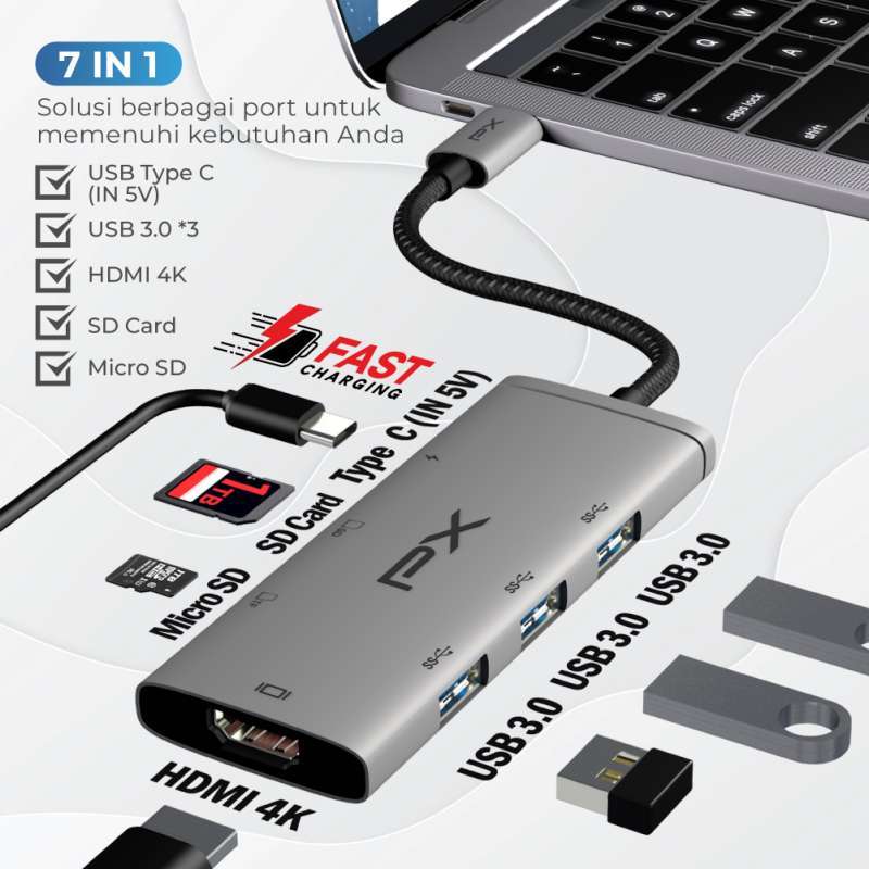 Promo Usb Hub Converter Type C 3.1 MacBook Laptop Hdmi 7 In 1 Px ...