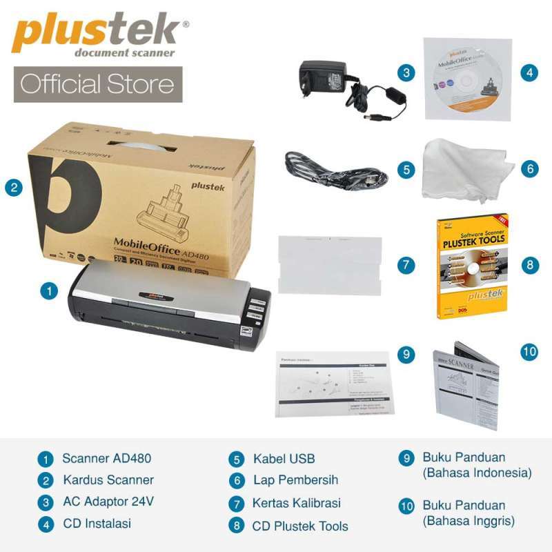 Jual Plustek Scanner Mobileoffice Ad480 (folio/f4 - 20 Ppm) (adf ...