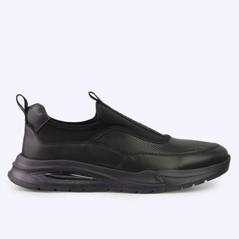 Jual Em61 Sepatu Pria Slip On Everbest Original Sneaker All Full Black ...