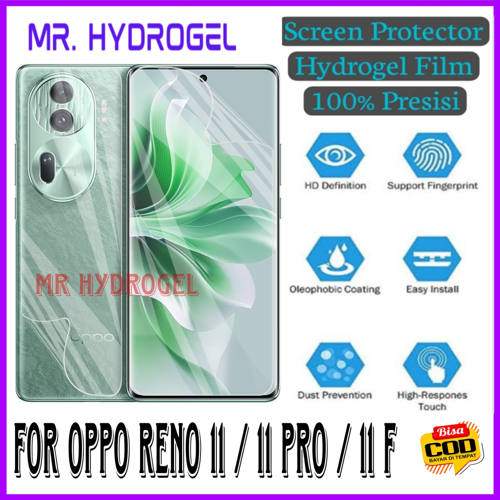 Promo Antigores Hydrogel Clear Bening Oppo Reno Reno Pro Reno F Screen Proector