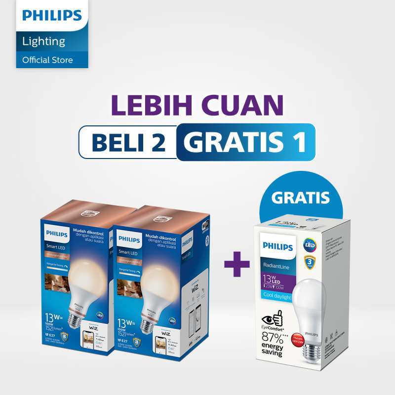 Promo Paket Lampu Philips Smart Wifi Led 13w Tunable White Free Lampu Diskon 49 Di Seller