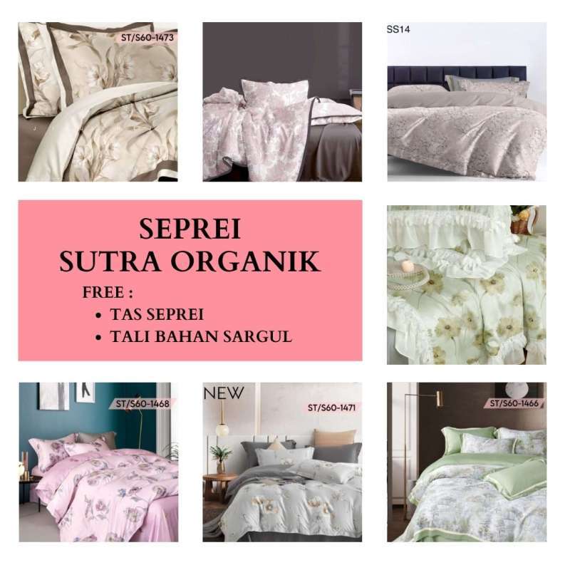 Jual (FREE TAS SEPREI) Seprei Sutra Organik 60s 100 Super Cantik dan ...