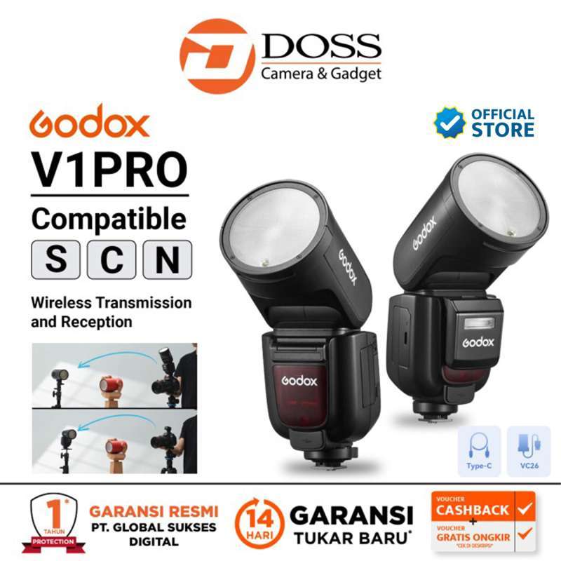 Jual Godox V1Pro Round Head Flash for Camera Flash V1 Pro Canon Sony ...