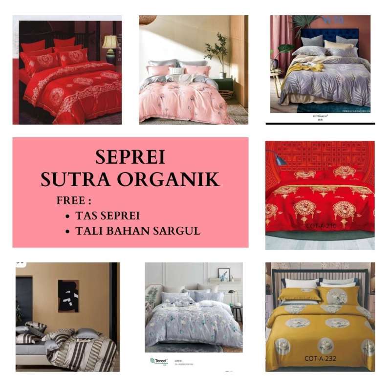Jual (FREE TAS SEPREI) Seprei Sutra Organik 60s 95 Super Cantik dan ...