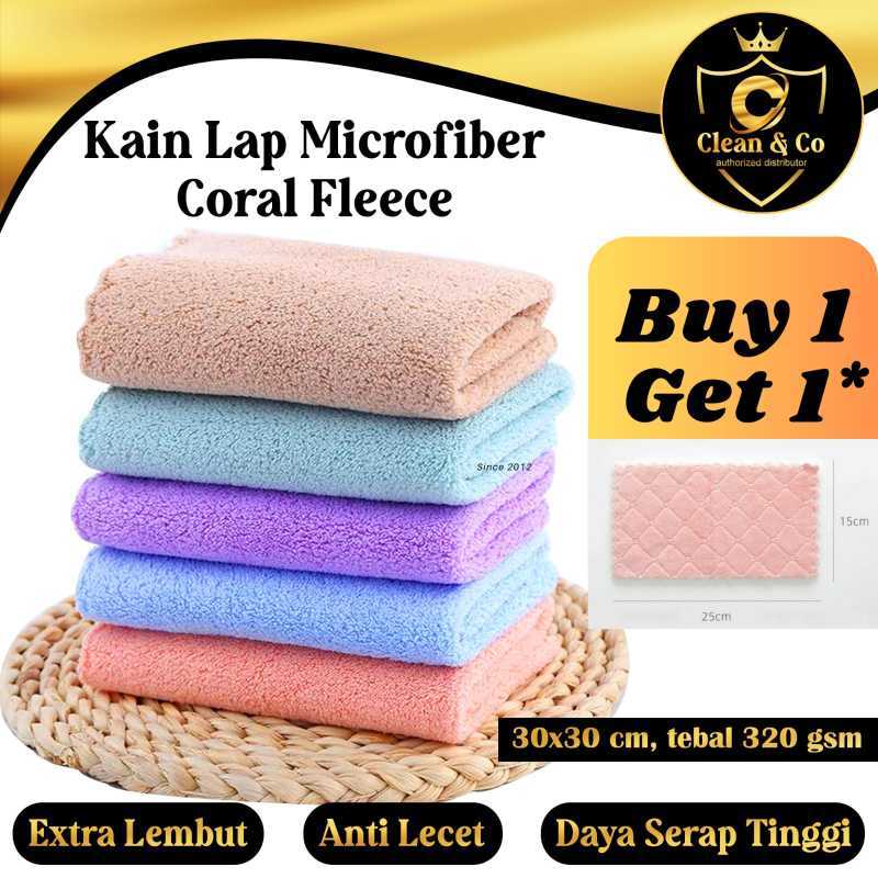 Promo Lap Microfiber Coral Fleece Premium Serbaguna Ukuran 30 X 30 Cm Tebal 320 Gsm Diskon 38% ...