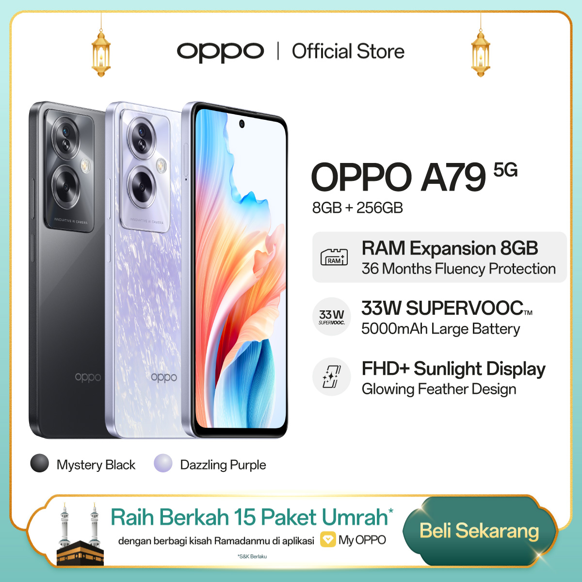 Jual Oppo A79 5g Nfc 8gb/256gb [5000 Mah Battery, 33w Supervooc, 50mp Ai Camera, Dual Stereo ...
