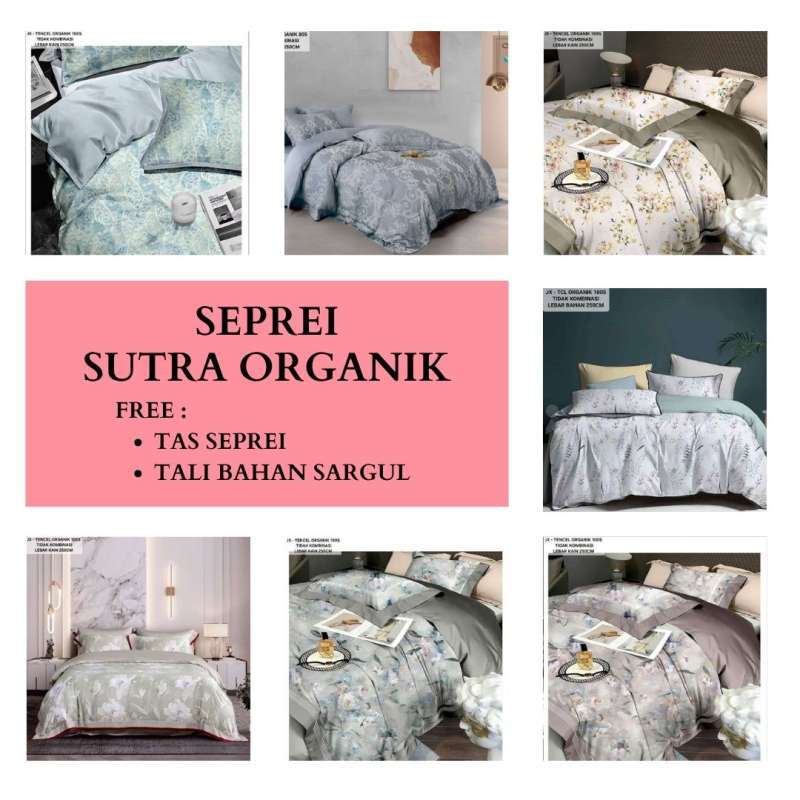 Jual (FREE TAS SEPREI) Seprei Sutra Organik 100s 135 Super Cantik dan ...