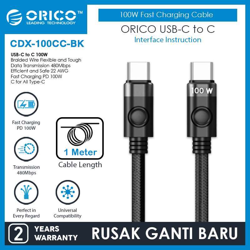 Promo Orico USB-C To USB-C Pd100w USB-C Fast Charging Cable - Cdx-100cc ...