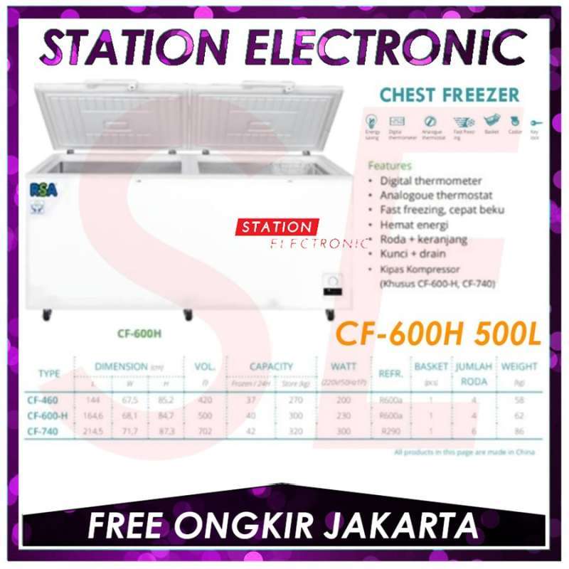 Promo RSA CF-600 Chest Freezer - Putih CF-600H [Khusus Jabodetabek] Diskon 1% di Seller Station ...