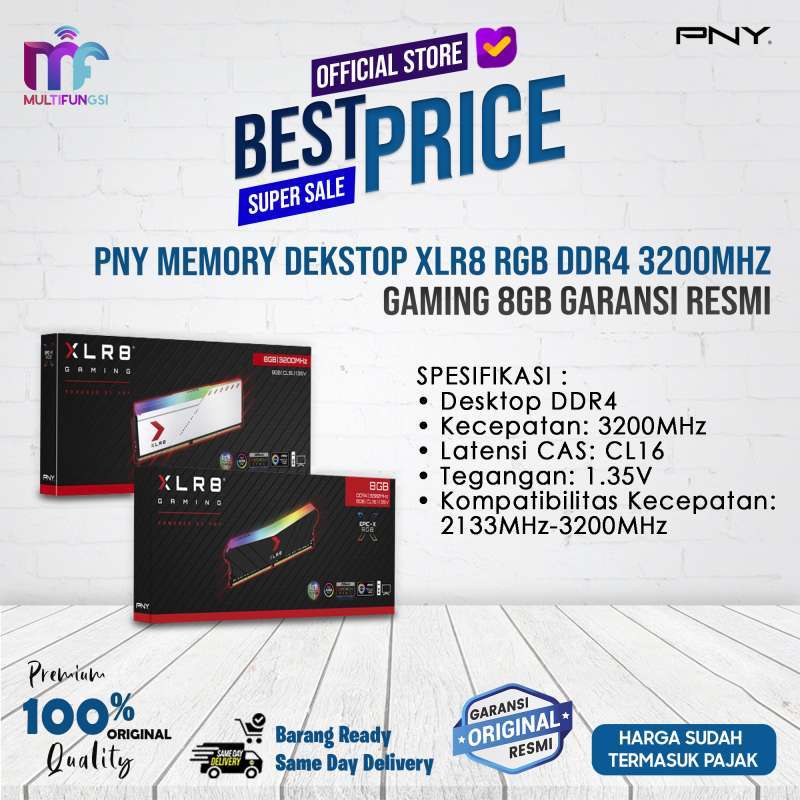 Jual PNY Memory Dekstop XLR8 RGB DDR4 3200MHz Gaming 8GB Garansi Resmi ...