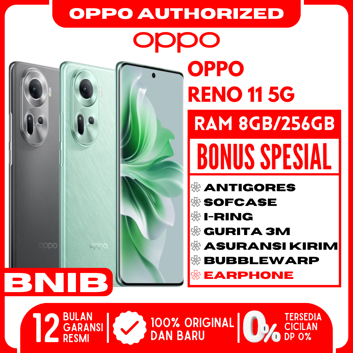 Jual [new!] Oppo Reno 11 5g 8gb+256gb Garansi Resmi 1 Tahun - Hitam Di ...