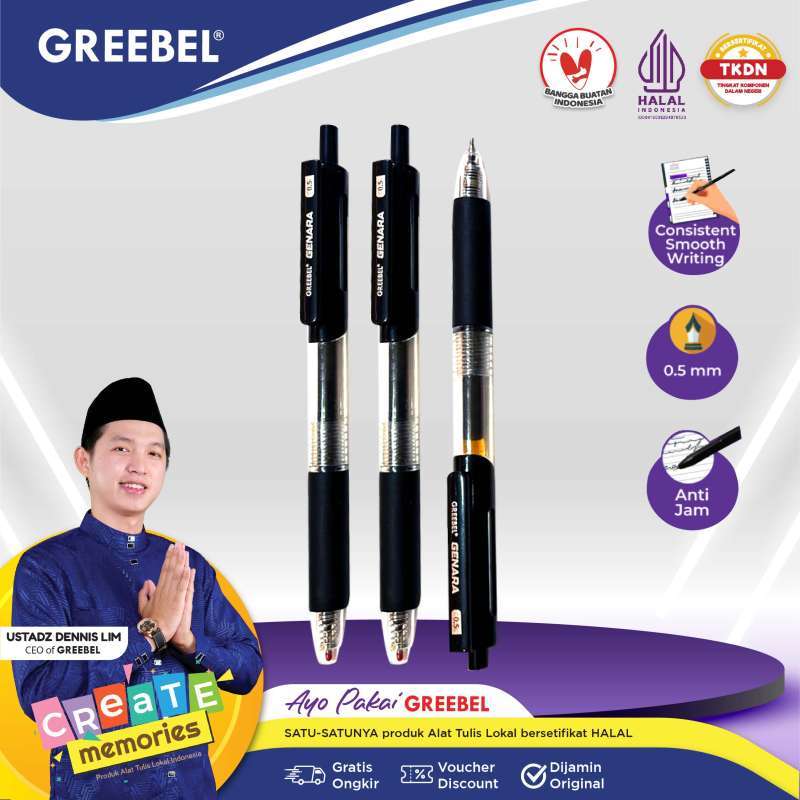 Promo Greebel Gel Pen Gp-508 Genara 0.5 /pen/pulpen/gel Pen Utk Atk Kantor Kerja Kuliah Anak - 3 ...