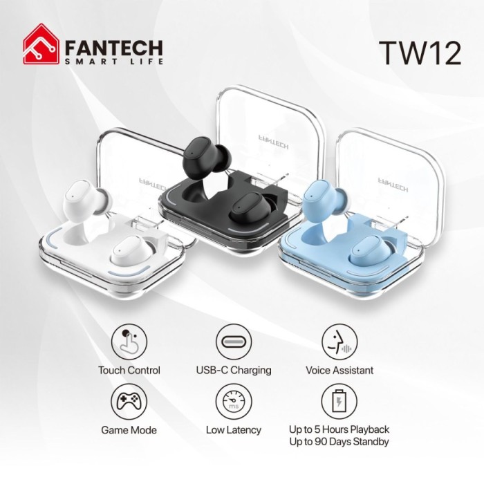 Jual Fantech Tws Bluetooth Wireless Wave 12 Tw12 Built-in Microphone ...