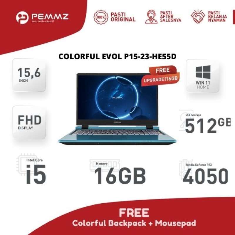 Jual COLORFUL EVOL P15-23-HE55D | I5-12450H | 512GB SSD | 16GB + 16GB ...