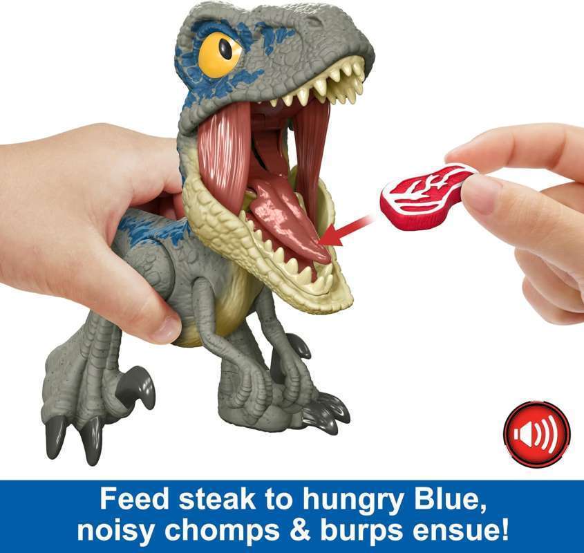 Promo Mattel Jurassic World Mega Roar Blue Velociraptor Dinosaur Toy ...