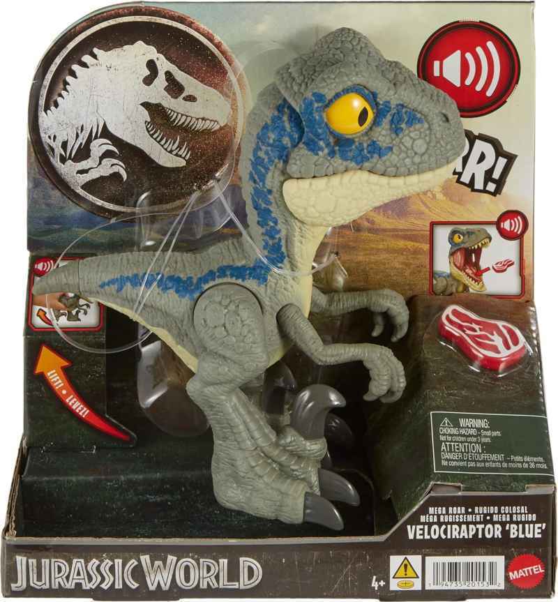 Promo Mattel Jurassic World Mega Roar Blue Velociraptor Dinosaur Toy ...