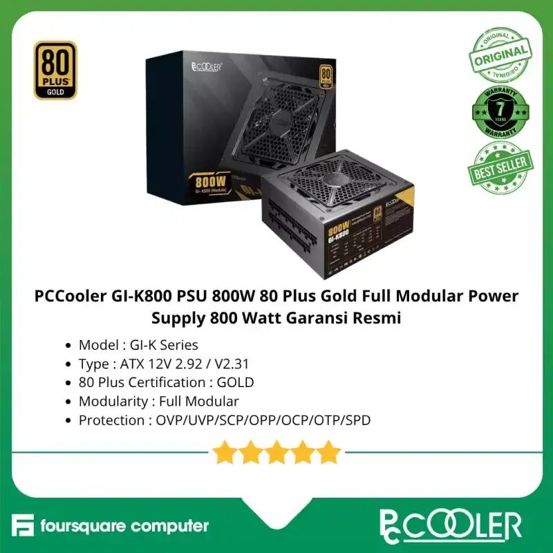 Jual Pccooler Gi-k800 Psu 800w 80 Plus Gold Full Modular Power Supply ...