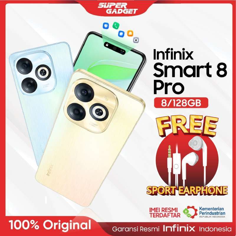 Promo Infinix Smart 8 Pro 8/128 RAM 8GB ROM 128GB Smart8 Smartphone Android - Shiny Gold 8/128GB ...