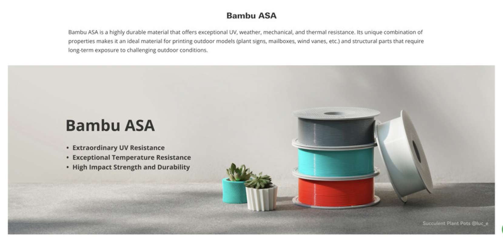 Jual Bambulab Asa 3d Printer Filament 1 Kg High Temperature Resistance ...