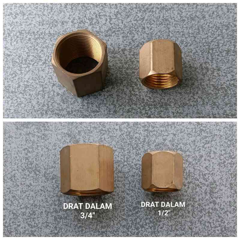 Jual Hex Nipple Kuningan Double Drat Dalam 1/2 3/4 Inch Sambungan Pipa ...