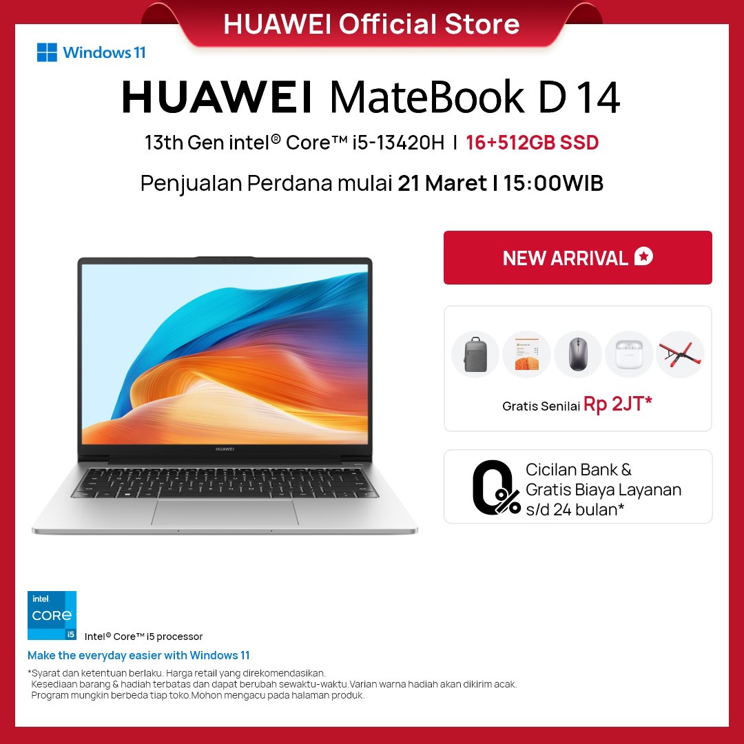 Jual [segera Hadir] Huawei Matebook D 14 Up To I5-13420h 16+512gb Ssd ...