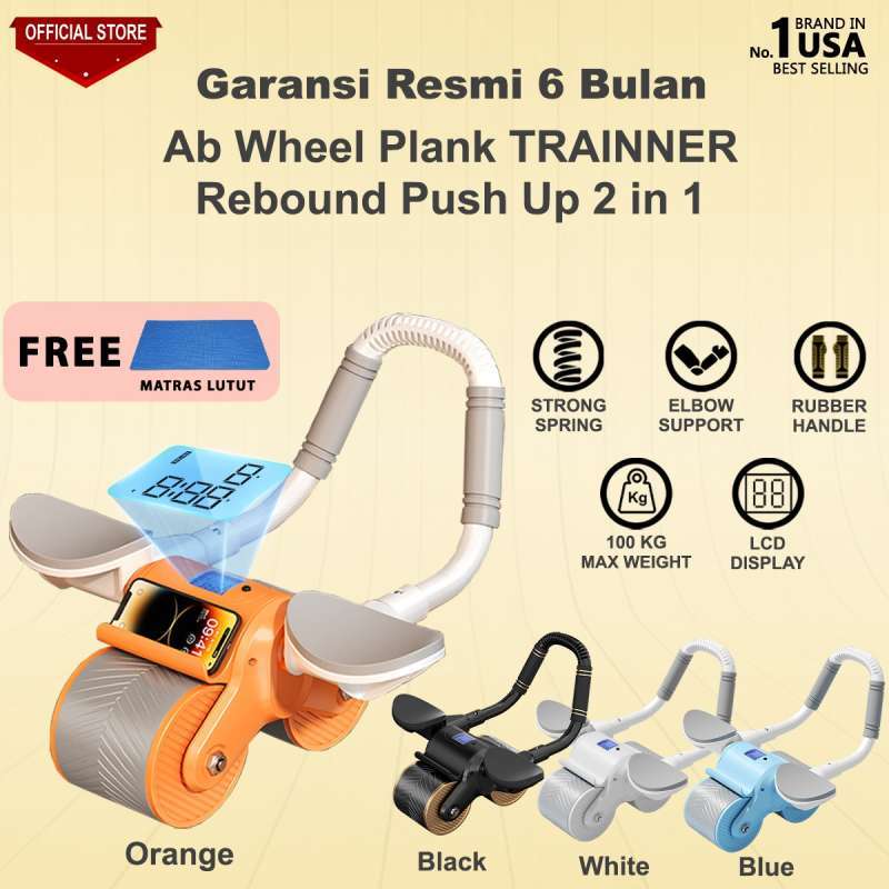 Promo Ab Wheel Plank Trainner Rebound Push Up 2in1 - White Diskon 50% ...