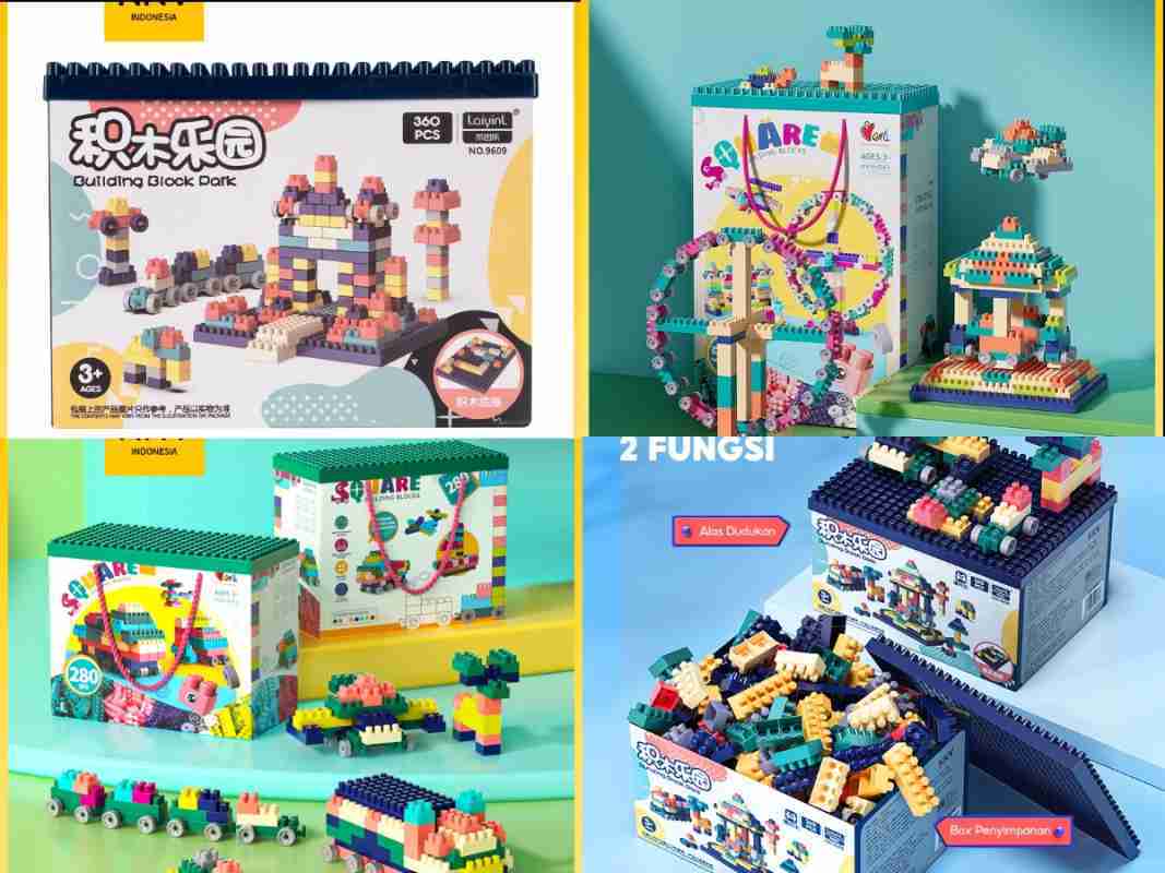 Jual Mainan Edukasi Brick Square Balok Susun Anak Diy 560pc / 360pc ...