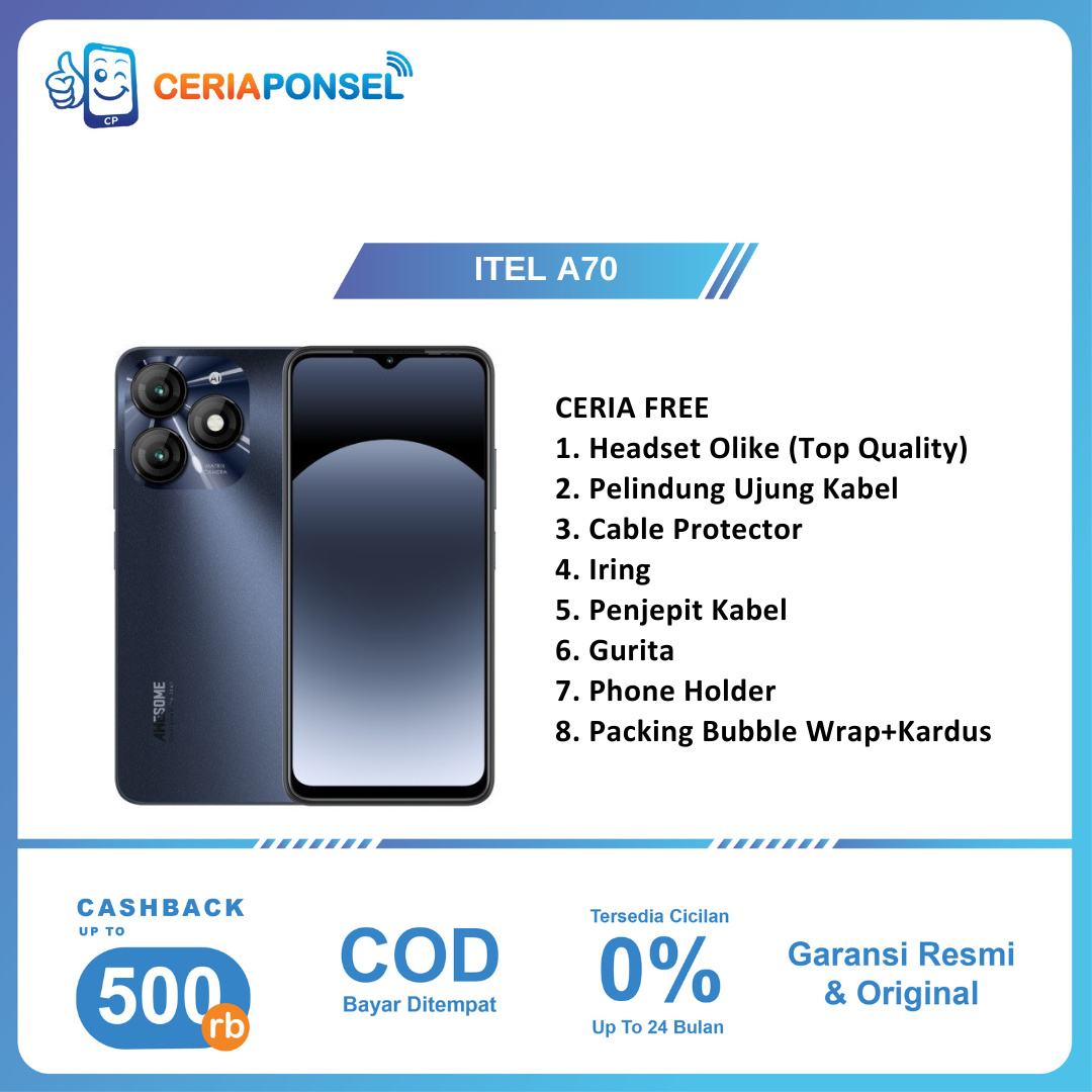 Promo Itel A70 4/64gb & 3/64gb Unisoc T603 (new) Bergaransi Resmi Itel ...