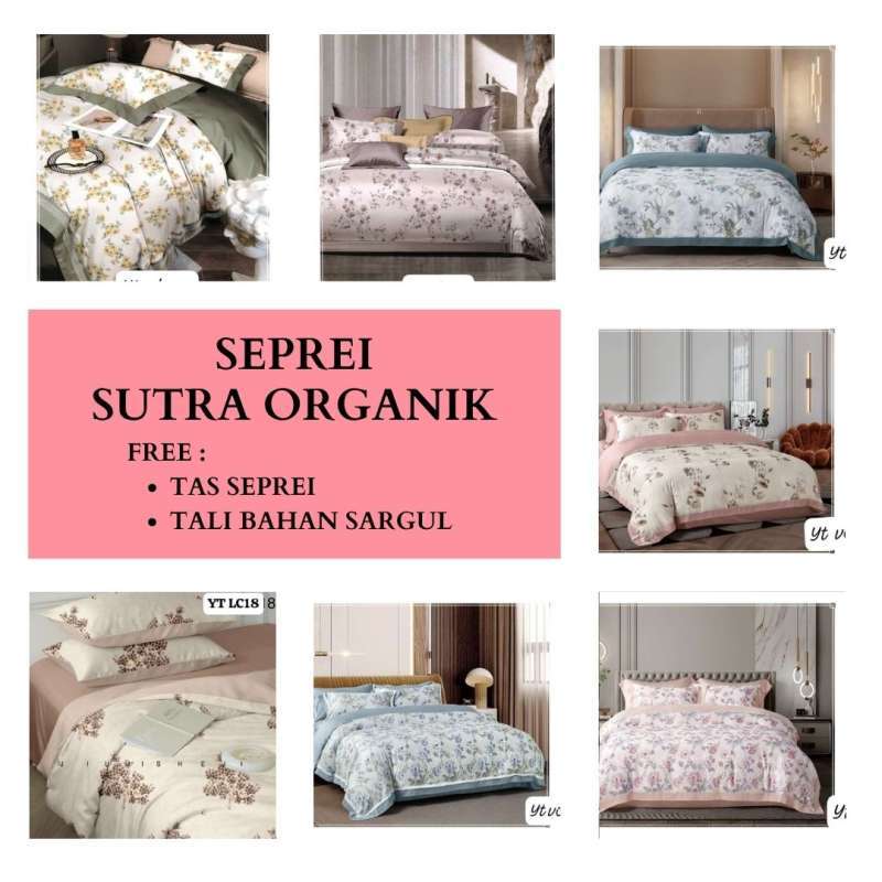 Promo (FREE TAS SEPREI) Seprei Sutra Organik 100s 120 Motif Super ...