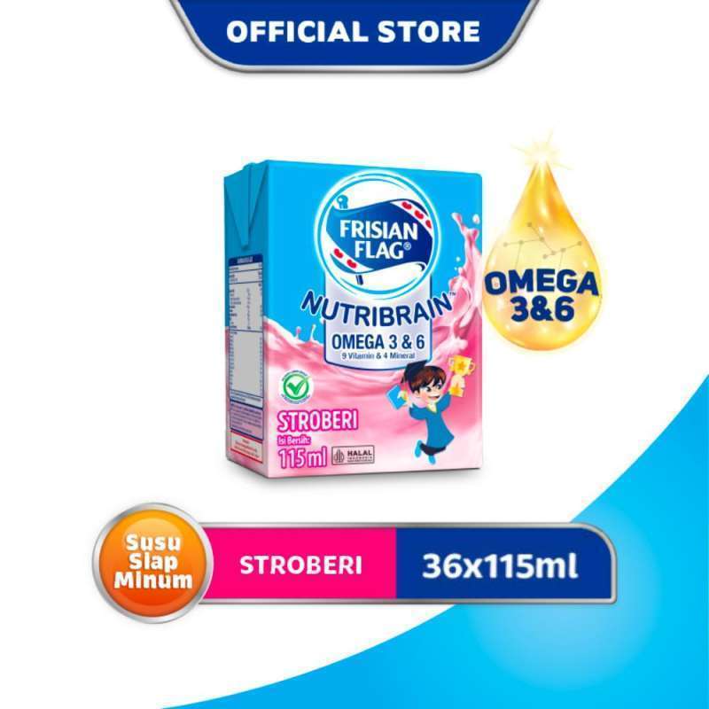 Jual Frisian Flag Nutribrain Omega Susu Uht Strawberry [115 Ml][36 Pcs] Di Seller Frisian Flag ...
