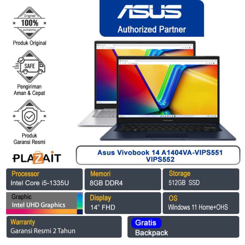 Jual Asus Vivobook 14 A1404va-vips551 Vips552 /intel Core I5-1335u/8gb ...