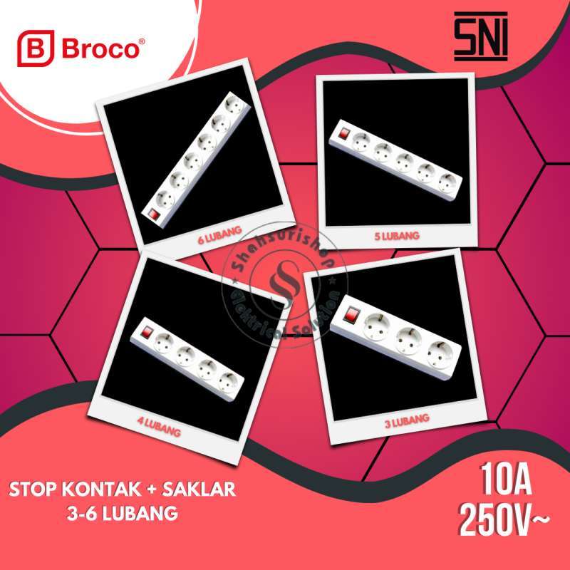 Jual BROCO STOP KONTAK + SAKLAR SWITCH NONCP 3, 4, 5 DAN 6 LUBANG di ...