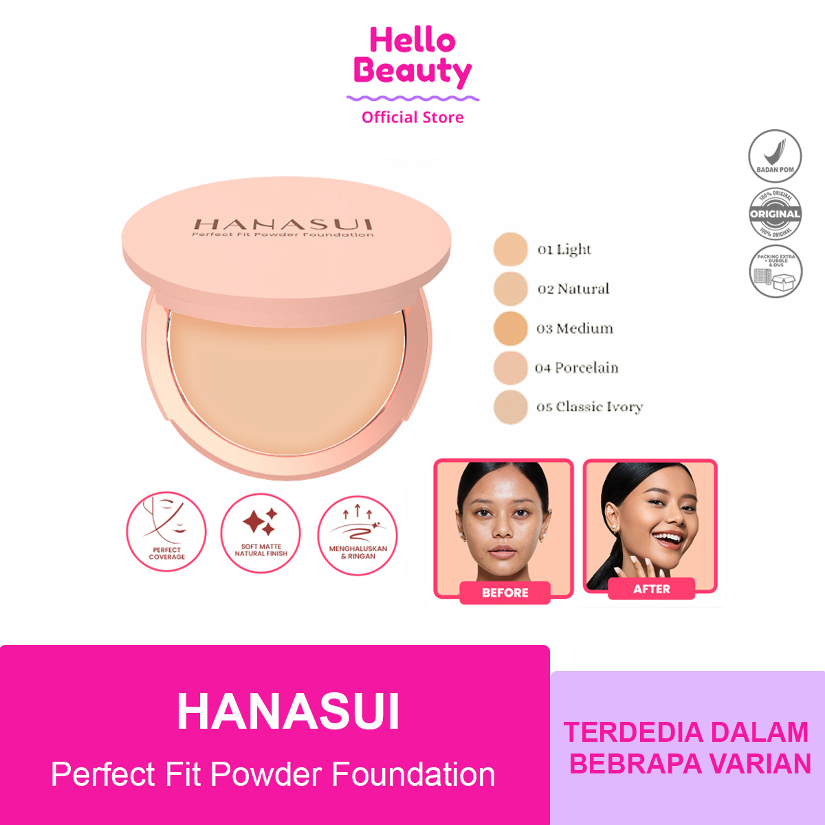 Jual Hanasui Perfect Fit Powder Foundation 12,5gr | Bedak Padat - Hanasui Fit Pwd 02 Di Seller ...