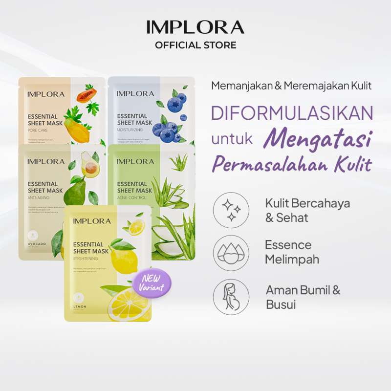 Promo Implora Essential Sheet Mask - Blueberry Diskon 33% Di Seller ...
