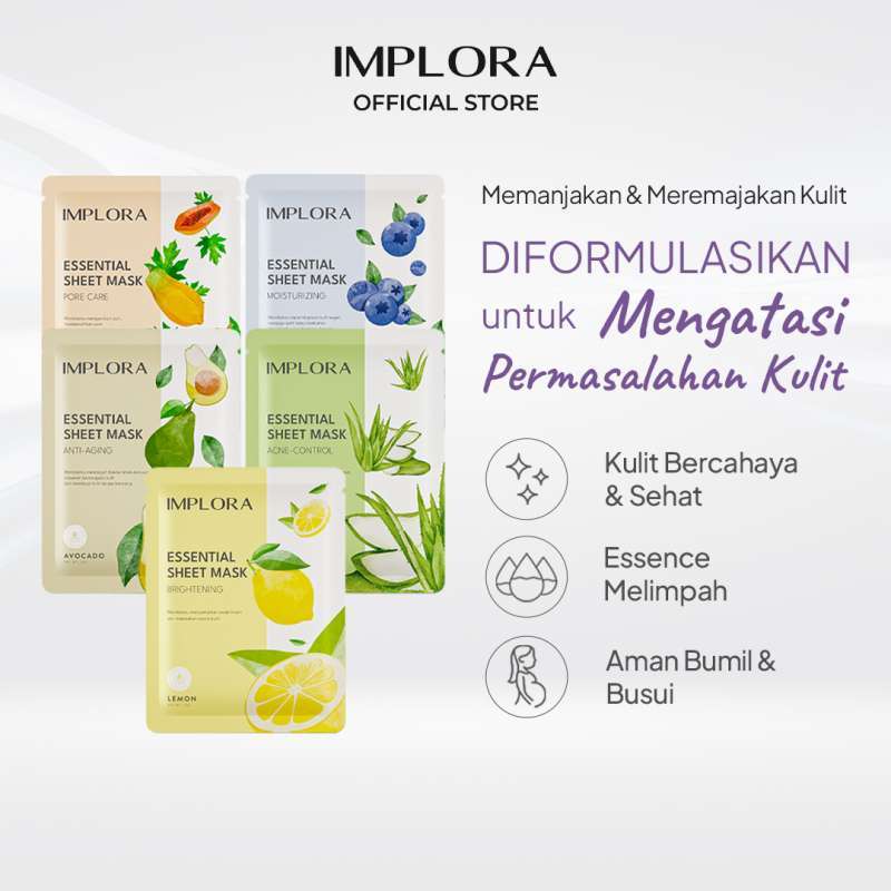 Promo Implora Essential Sheet Mask - Blueberry Diskon 33% Di Seller ...