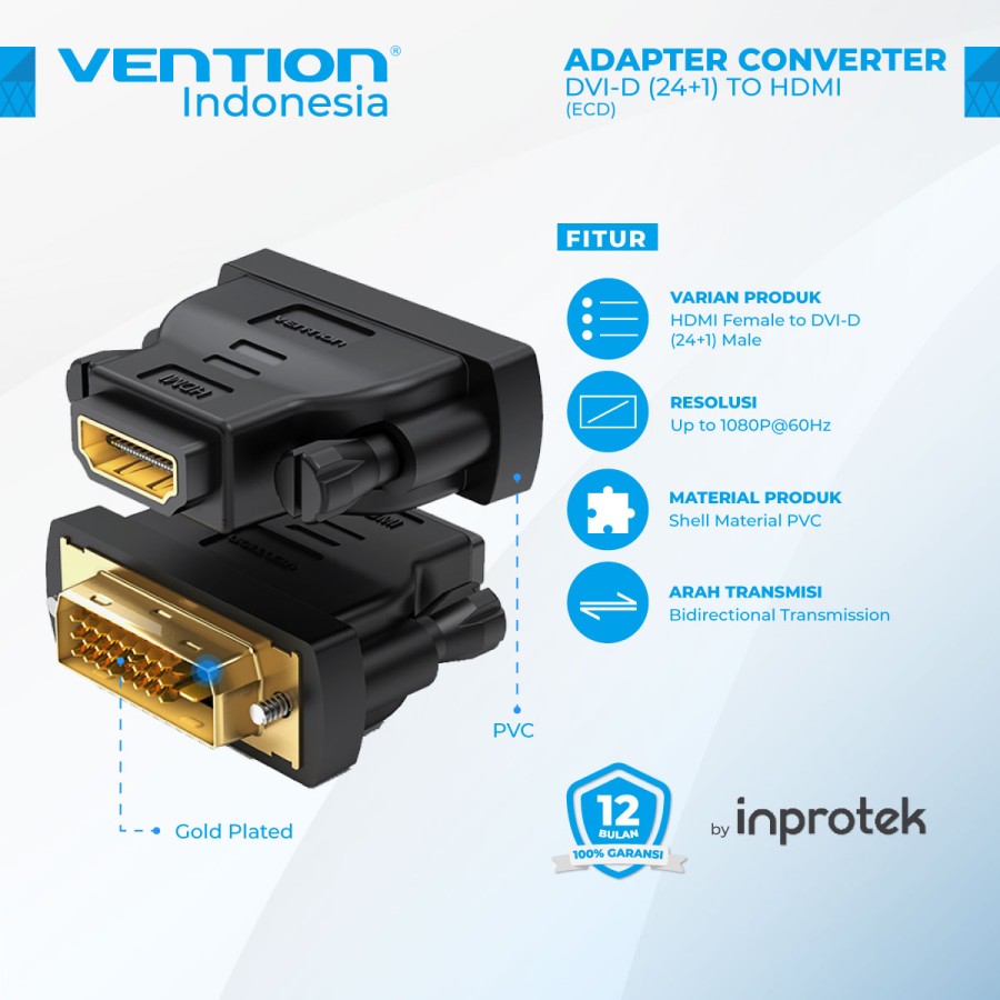 Promo Vention Ecd Adapter Converter Dvi (24+1) Male To Hdmi Female ...