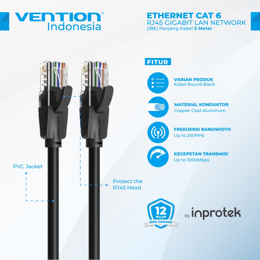 Promo Vention IBE 5M Kabel LAN Ethernet RJ45 Cat.6 UTP (IBEBJ) Diskon 28% di Seller Blibli ...